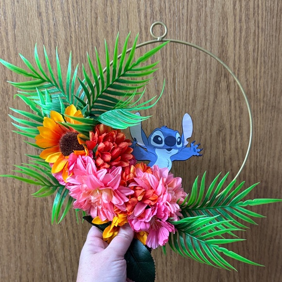 Disney | Accents | Disney Stitch Green And Blue Floral Hoop | Poshmark
